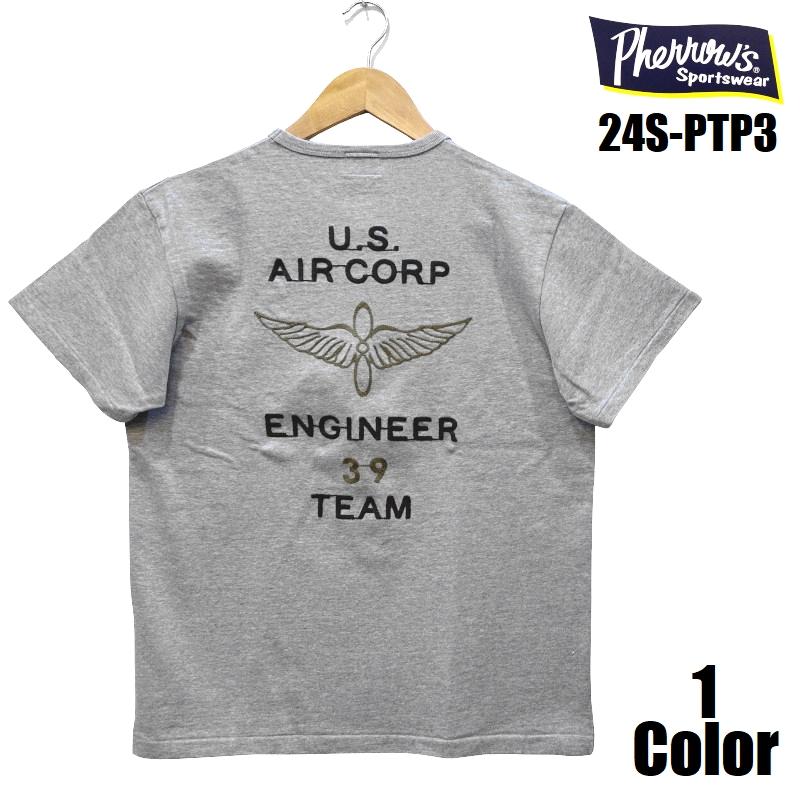 フェローズ 'U.S.AIR CORP'刺繍Tシャツ Pherrow's EASY NAVY 24S-PTP3 半袖Tシャツ 国産 日本製 メンズ アメカジ 送料無料 : 24s-ptp3 ...