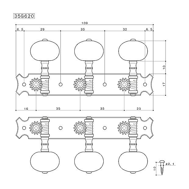GOTOH クラシックギター ペグ 35G620 2R G(ゴールド) 両側セット 35mmピッチ : EbiSound ギターとウクレレの ...