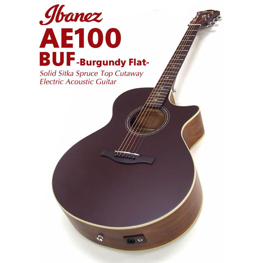 Ibanez アイバニーズ AE100 BUF 初心者 入門 10点セット エレアコ アコースティックギター エレクトリック アコギ Burgundy Flat バーガンディフラット ...