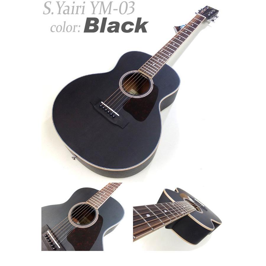 S.Yairi ミニギター アコースティックギター アコギ YM-03 BLK ブラック トップ単板 ミニ : EbiSound ギターと ...