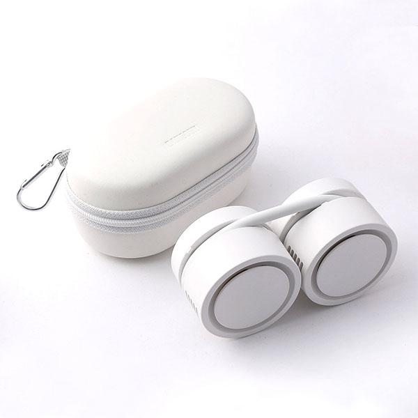 DANSOON ネックファン Neck Band Fan Rolling コンパクト 首かけ 扇風機 ポーチ付き オフホワイト ダンスーン ...