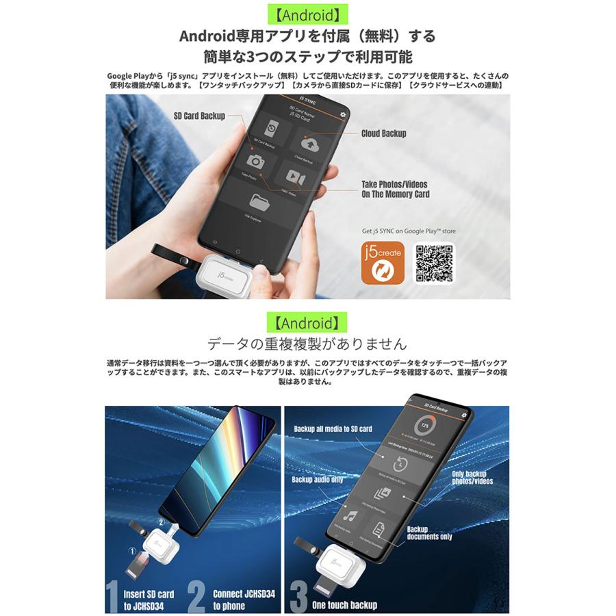 j5 create ジェイファイブクリエイト 直付 USB-C to SD / microSD カードリーダー JCHSD33W ネコポス送料 ...