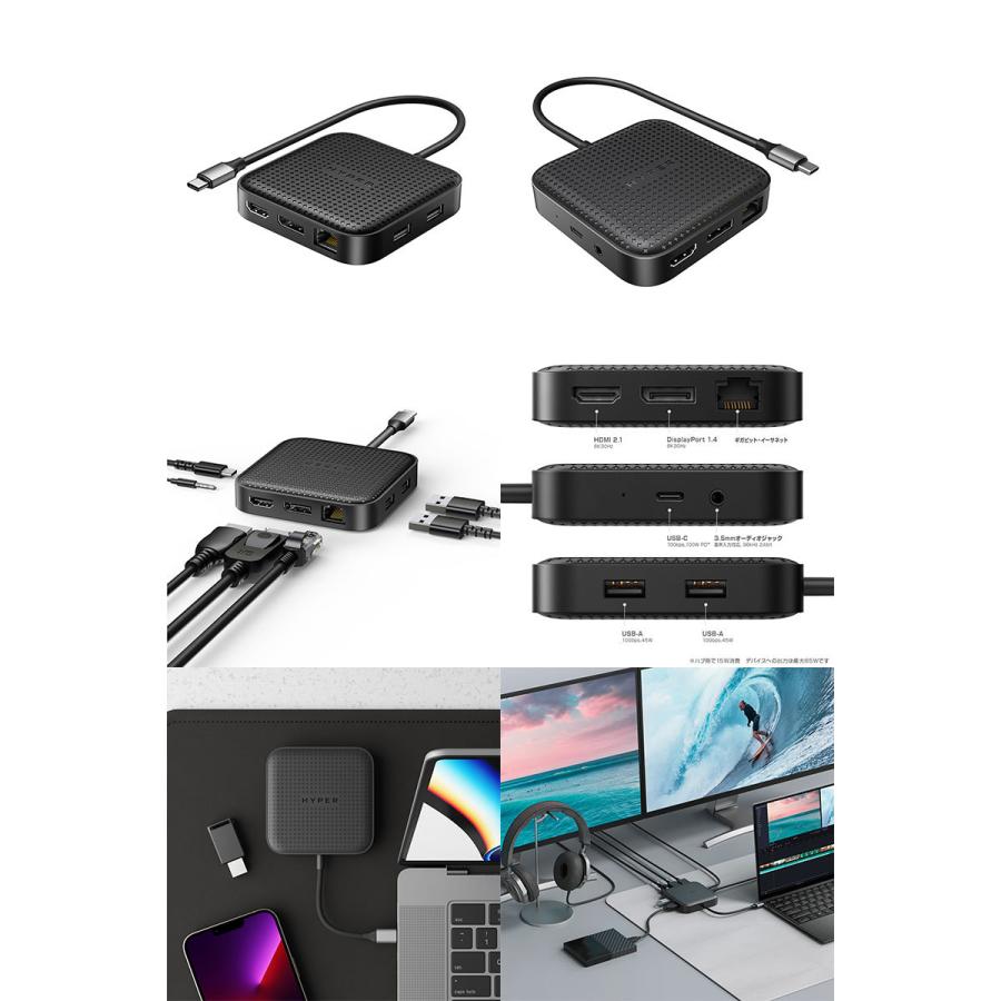 HYPER HYPER++ ハイパー HyperDrive USB4 Type-C ハブ 7ポート モバイルドック PD対応 最大85W HP ...