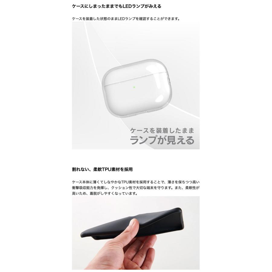 Simplism シンプリズム AirPods Pro 第2世代 衝撃吸収 クリア TPU ケース ホワイトストラップ TR-APP22 ...