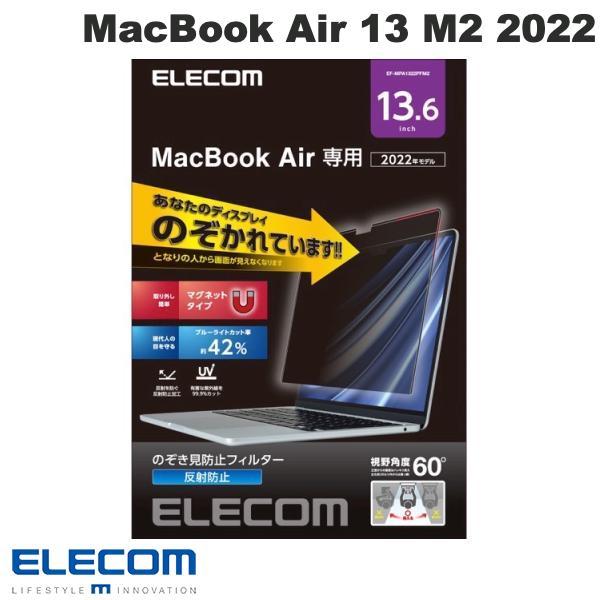 ELECOM エレコム MacBook Air 13インチ M4 2025 / M3 2024 M2 2022 液晶保護フィルター のぞき見防止 マグネットタイプ EF-MPA1322PFM2 ...