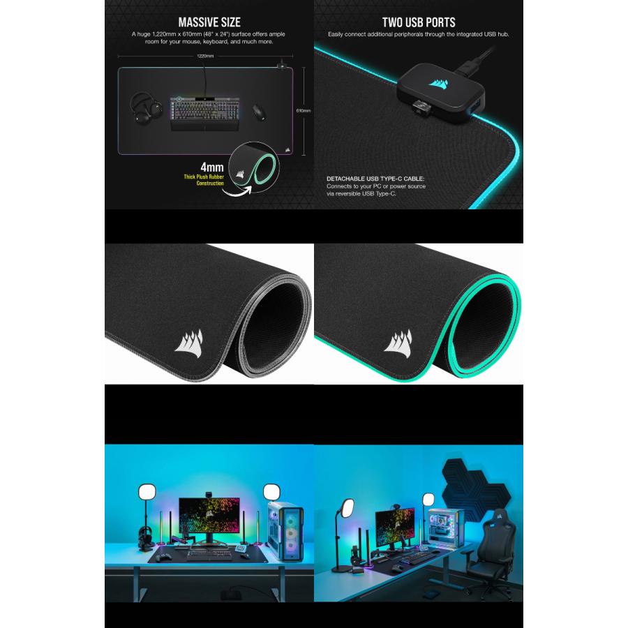 CORSAIR Corsair コルセア MM700 RGB 3XL 3ゾーン RGBライティング対応 USBハブ搭載 特大ゲーミングマウス ...
