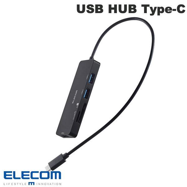 エレコム ELECOM USB HUB USB-C バスパワー USB-Ax3 SD+microSDカードスロット 30cm ブラック U3H-MSD3007BBK ネコポス送料無料 ...