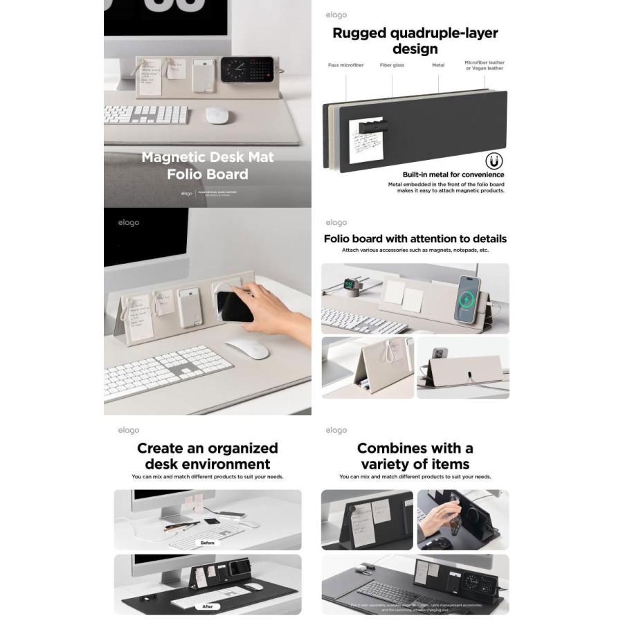 elago エラゴ SMART MAGNETIC DESK MAT FOLIO BOARD for desk accessories ...