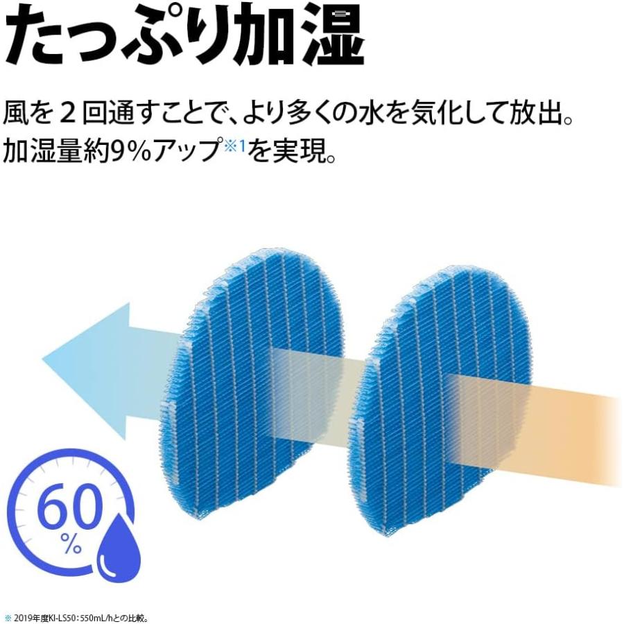 2021年製高年式 シャープ 加湿 空気清浄機 KI-PS50-W プラズマクラスター 25000 空気清浄 23畳 ホワイト タンク容量 約2.7L/加湿量600mL 正規品 送料無料 ...