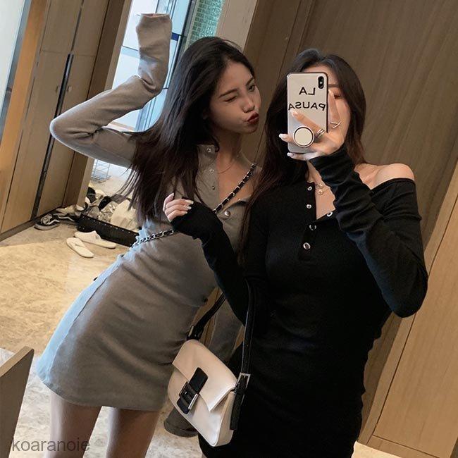 レディース長袖ワンピースタイトワンピースストレッチ性スリムワンピース黒ショートワンピミニ丈ワンピース : EC SHOP RON - 通販 - Yahoo!ショッピング