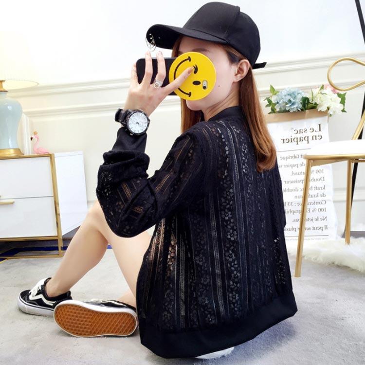 ブルゾン ノーカラージャケット レディース スリム シアー 透け ジップアップレースブルゾン 冷房対策 レース 細身 透け感 ショート トップス UV :infit661857:EC SHOP ...