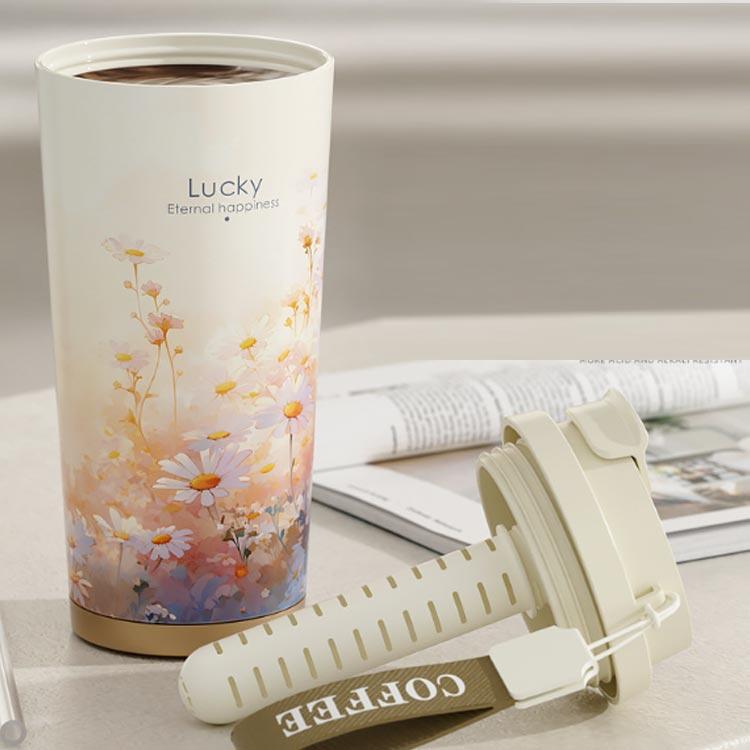 セラミックタンブラー コーヒーカップ 520ML 3WAY 蓋付き ストロー付きタンブラー 水筒 保温保冷 セラミックコーティング マグボトル ミルク : EC SHOP RON - 通販 ...