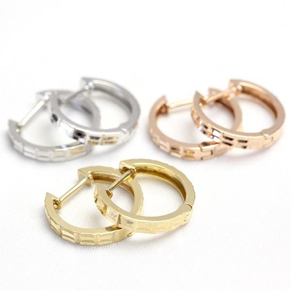 フープピアス ピアス レディース 18k K18 18金 K14WG 2.2mm×14.2mm ミラーカット 小 輪っか 石なし 地金 小さめ 日本製 1ペア 両耳用 : ジ ...