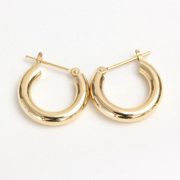 フープピアス 18k K18 18金 YG PG イエローゴールド ピンクゴールド レディース 可愛い 3.0mm×15mm ピアス 輪っか 石なし 地金 大きめ 日本製 1ペア 両耳用 ...