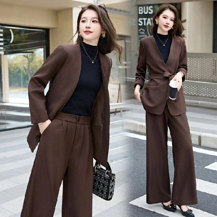 パンツスーツ セットアップ レディース カジュアル スーツ 2点セット 結婚式 フォーマル ワイドパンツ Vネック ジャケット ノーカラー ジャケ : EC Logic ヤフーショップ ...