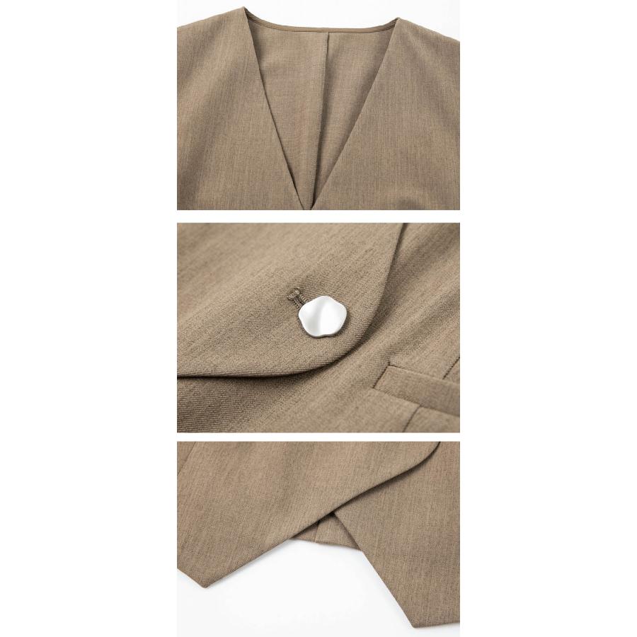 セットアップ レディース ベスト ジレ ワイドパンツ パンツスーツ 2点セット 春 秋 レイヤード風 重ね着 さらりと心地よい 着痩せ シンプル カジュアル オフィ : EC Logic ...