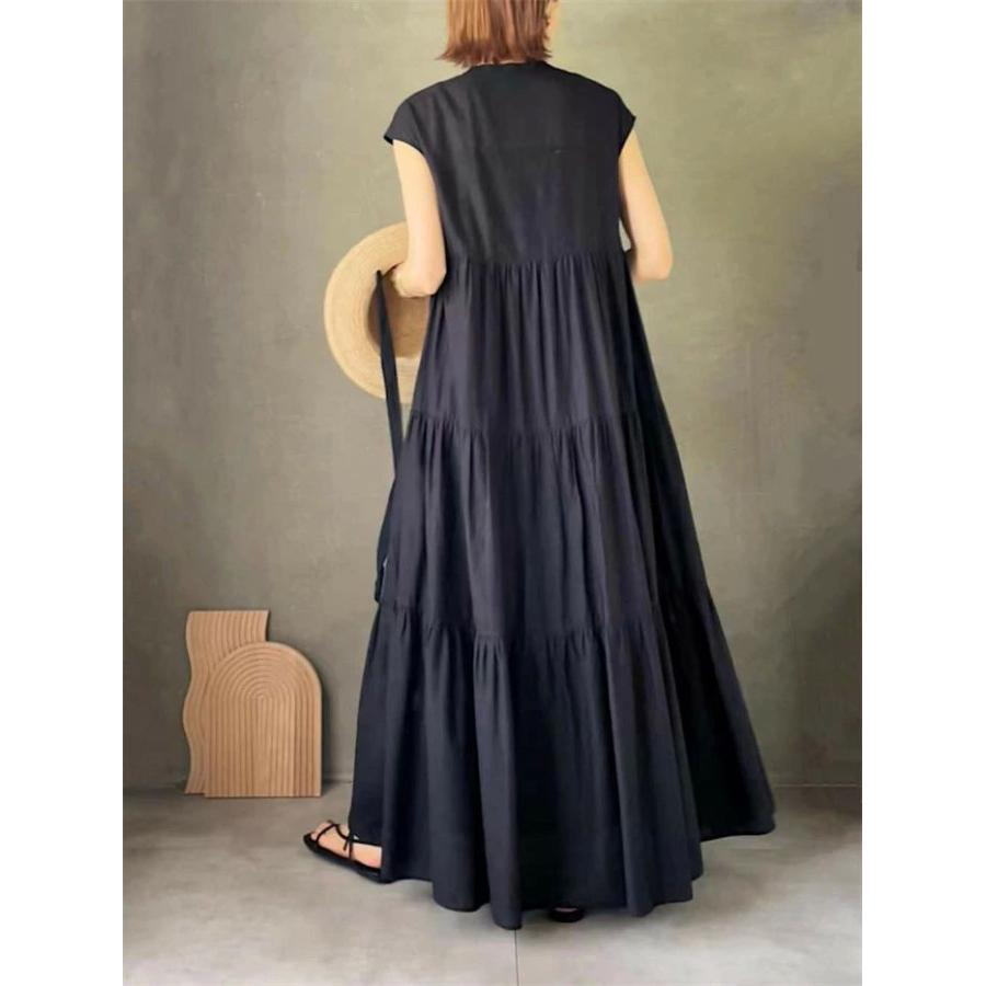 ワンピース ノースリーブ レディース ティアードワンピース ティアード 春 夏 涼しい ロングワンピース 大人 マキシ丈 カジュアル セレモニー エレガント ロング : EC Logic ...