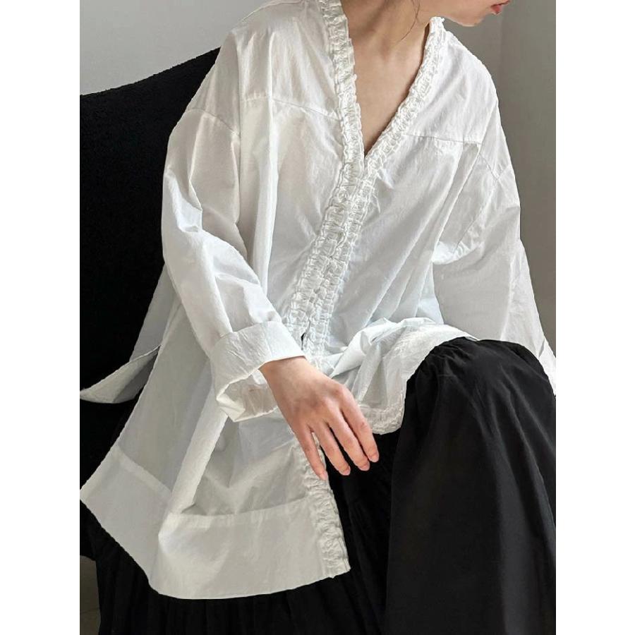 シャツ ブラウス レディース 長袖 春 秋 Vネック 綿100％ トップス 前後2way ナチュラル フェミニン 着回し シンプル おしゃれ 大人 カジュアル こなれ : EC Logic ...