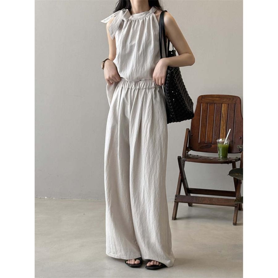 セットアップ キャミソール 2点セット ノースリーブ 春夏 ワイドパンツ レディース ロングパンツ ロング丈 パンツスーツ 薄手 お出かけ 楽ちん 涼しい ゆったり : EC Logic ...
