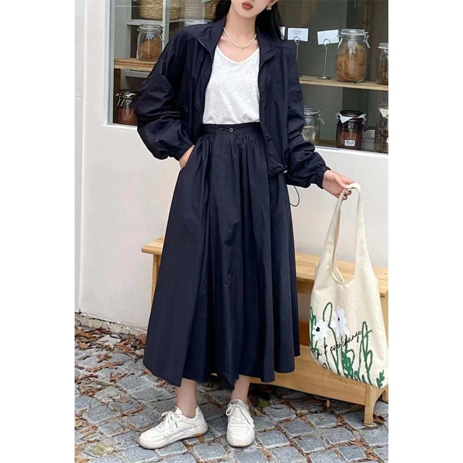 セットアップ 2点セット レディース ジャケット 春 夏 秋 トップス ボトムス 長袖 ロングスカート フレアスカート ファスナー ブルゾン 無地 羽織り スーツ おし : EC Logic ...