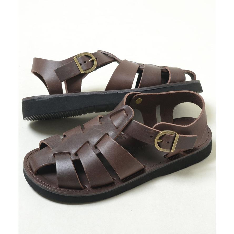 Organic handloom GURUKHA オーガニック ハンドルーム グルカ ダークブラウン 茶 メンズ ストラップ シューズ ...