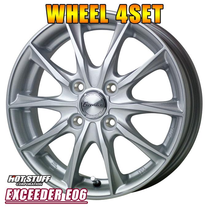 HOT STUFF ホイールセット ホットスタッフ エクシーダー E06 14インチ×5J 4-100 +38 シルバー bB アクア カローラ アクシオ スパーキー スペイド タンク パッソ ...