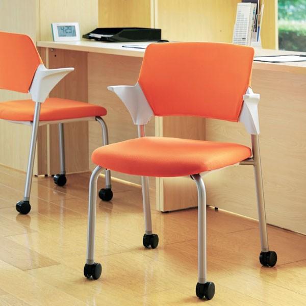 【CM55シリーズ】 ミーティングチェア キャスター脚 背パッド付 CM551-MYC W556×D551×H775mm : エコフィット ...