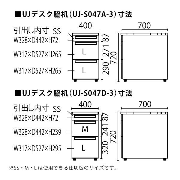 PLUS 【UJシリーズ】 脇机3段（ダイヤル錠/Dタイプ） UJ-047D-D3D W400×D700×H720mm : エコフィット - 通販 - Yahoo!ショッピング