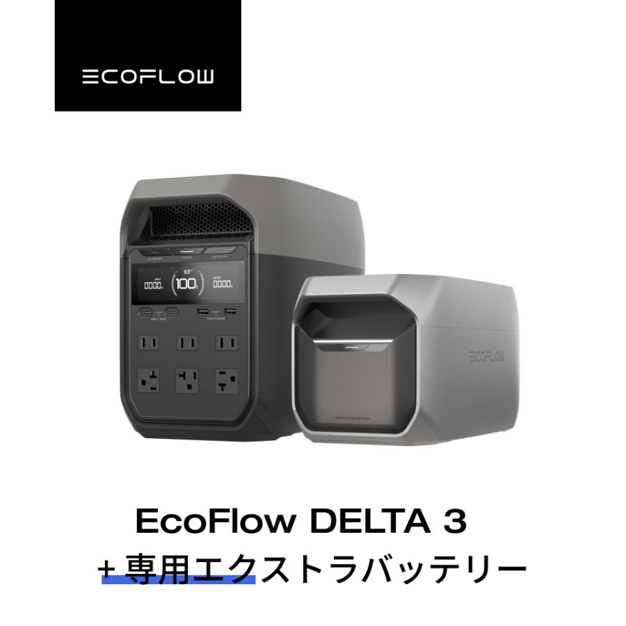 ECOFLOW ポータブル電源 セット リン酸鉄 EcoFlow DELTA 3 1024Wh+ 専用エクストラバッテリー 車中泊 家庭用 蓄電池 防災 節電 エコフロー : EcoFlow ...