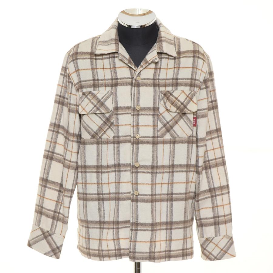 497102 SURREAL UNION RULES S.U.R. フランネルシャツ ワークシャツ チェック 長袖 サイズM メンズ ベージュ ...
