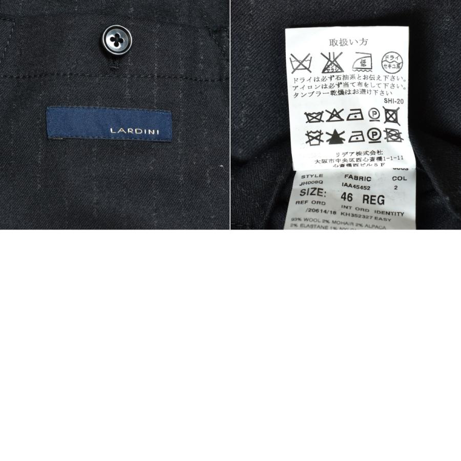 523638 LARDINI スーツ セットアップ 3B シングル アンコン 段返り サイズ46 ウールモヘアアルパカ イタリア製 ブラック ストライプ : 0230523638 ...