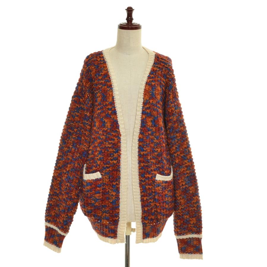 525447 未使用品 MONO-MART モノマート ミックスニットパイピングオーバーカーディガン サイズF 22aw レディース オレンジ ...