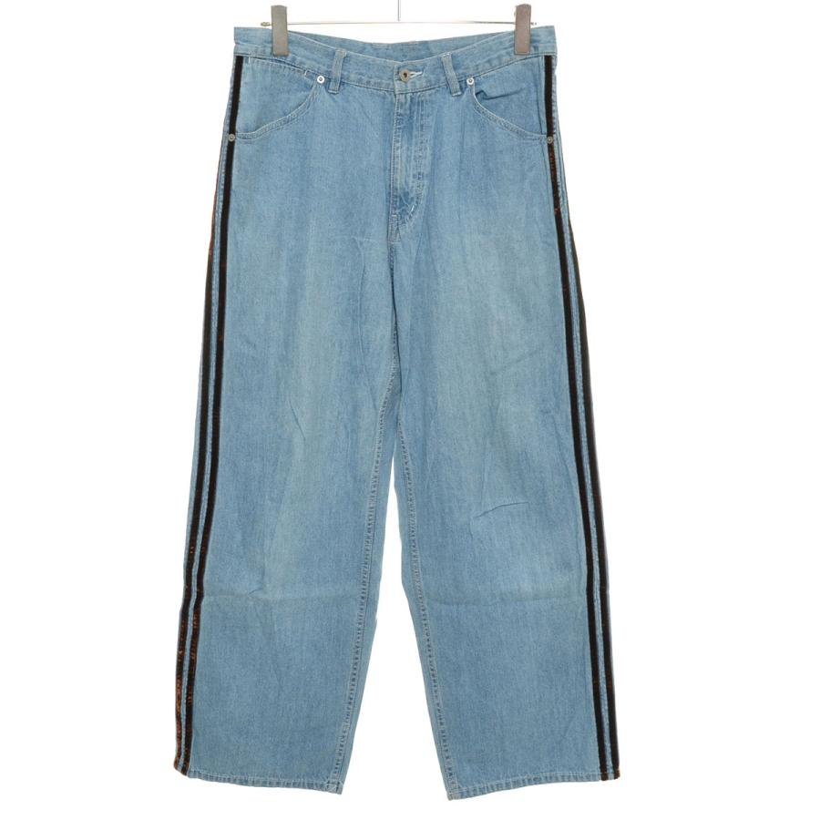 JUNRED 〇529309 JUN RED ジュン レッド デニムパンツ ジーンズ サイドライン ベロア ストライプ サイズL メンズ インディゴ : リサイクル市場エコ - 通販 ...