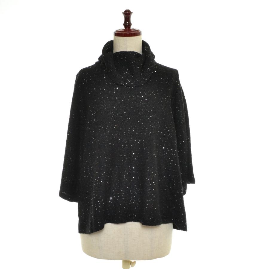 535440 新品同様 PINORE ピノーレ セーター タートルネックスパンコールニットPO サイズ40 ウール混 タグ付き レディース ブラック : リサイクル市場エコ - 通販 ...