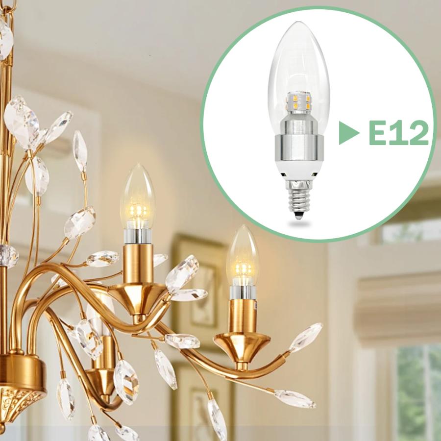 シャンデリア電球 LED電球 5個セット E12 E14 E17 E26 燭台電球 フィラメント クリア 40W形 LEDシャンデリア電球 レトロ アンティーク 照明 広配光タイプ : エコ ...