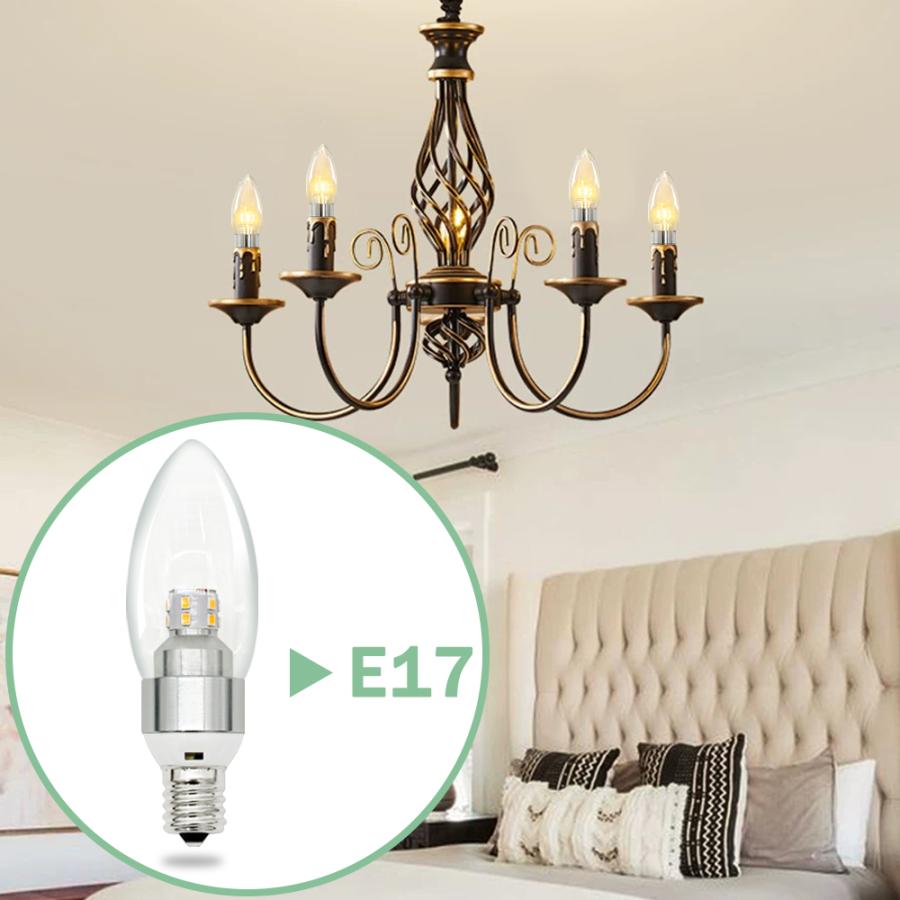 シャンデリア電球 LED電球 E12 E14 E17 E26 燭台電球 フィラメント クリア 40W形 LEDシャンデリア電球 レトロ 照明 広配光タイプ : エコ光電 - 通販 ...