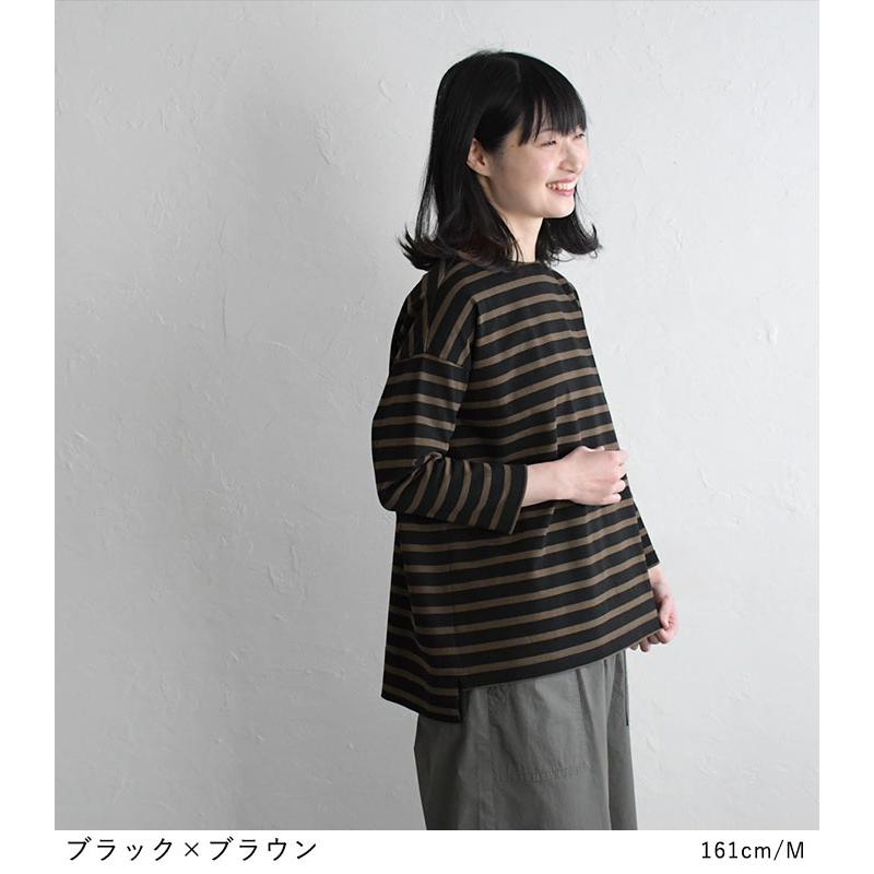 日本製 オリジナル カットソー ボーダー 綿100% コットン デラヴェジャージ 8分丈 M〜3L -ロンt レディース- 大きいサイズ 春 秋 冬 2320SS0217, :e3447 ...