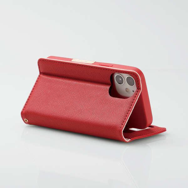 ELECOM iPhone 12 mini レザーケース Enchante'e 磁石付き 手帳型ケース コンパクトミラー付き 赤 レッド : エコモ新下関 - 通販 - Yahoo!ショッピング