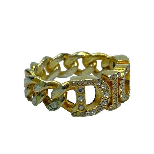 Christian Dior ディオール リング 指輪 アクセサリー ジュエリー 小物 GP ラインストーン ゴールド 11号 :0229 ...
