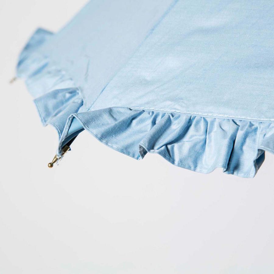 シューズ セレクション SHU'S SELECTION Waterfront Denim Frill Parasol 日傘 50cm サックスブルー DFP-1S50-SH-SB : イー ...