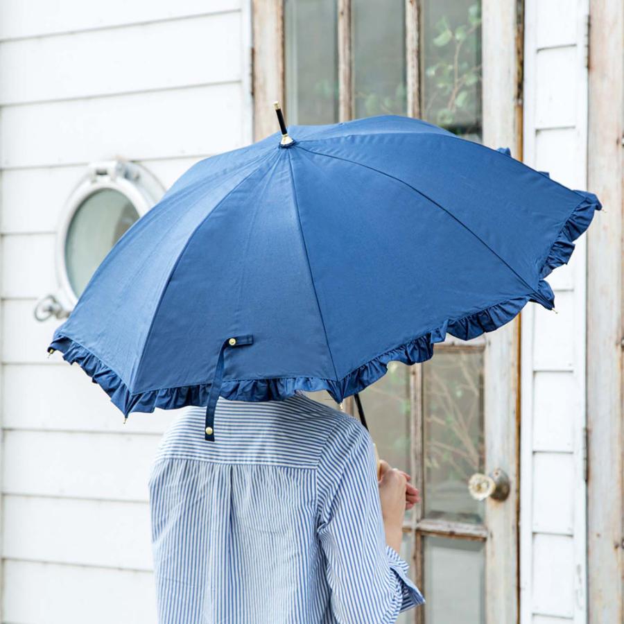 シューズ セレクション SHU'S SELECTION Waterfront Denim Frill Parasol 日傘 50cm サックスブルー DFP-1S50-SH-SB : イー ...