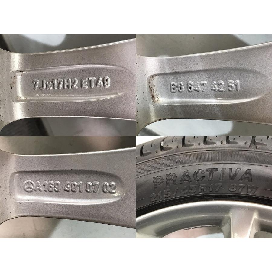 Bクラス/W169 純正 ホイールタイヤ 1本のみ 17x7J/ET49/5穴 5H/PCD112/ハブ径65mm A169 401 07 ...