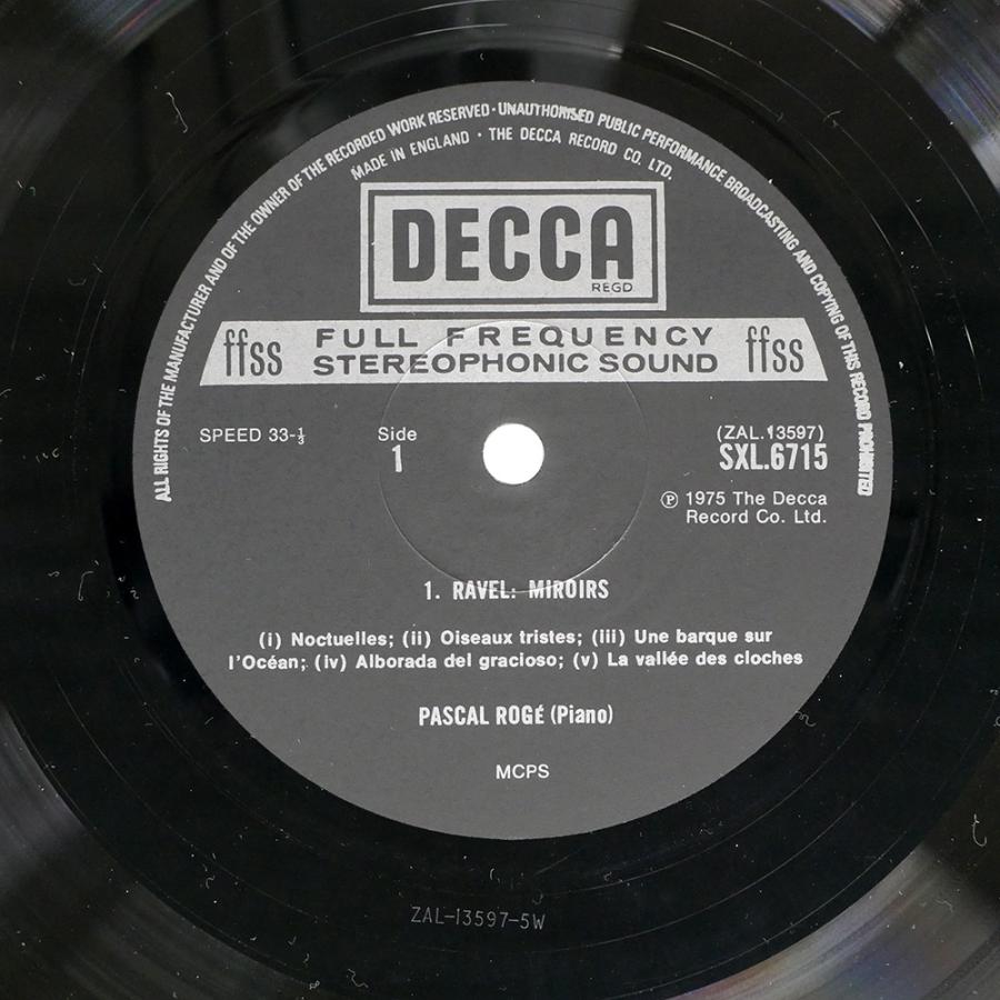 UK盤 PASCAL ROG/THE PIANO MUSIC OF MAURICE RAVEL - VOL.3/DECCA SXL6715 LP : Face Records - 通販 ...