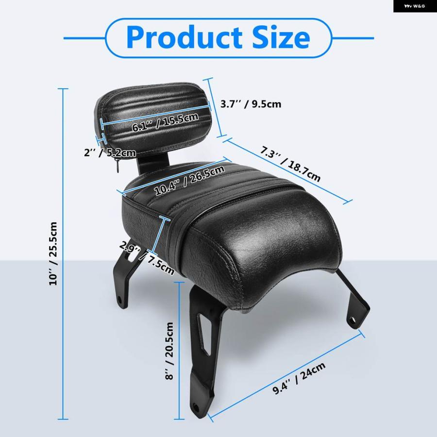 【並行輸入品】バイク パッセンジャーシート ブラック バックレスト付き アクセサリー INDIAN SCOUT ABS TWENTY SIXTY 2018-2023 モデル : ectmm ...