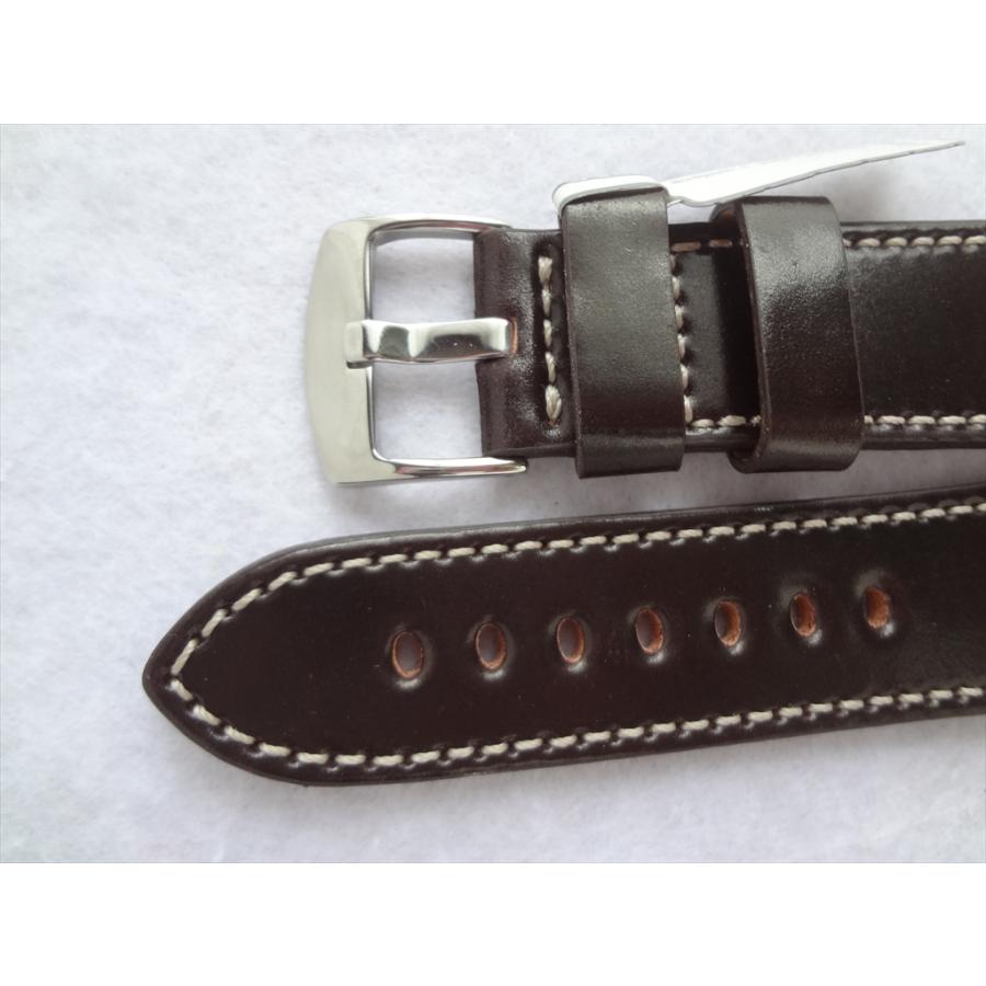 Fluco コードバン 24mm 腕時計バンド HORWEEN Shell Cordovan ベルト 茶 茶色 (ダークブラウン) : パーツ ...