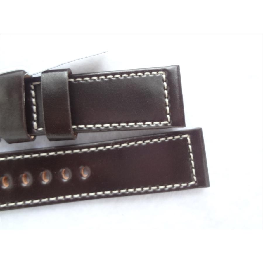 Fluco コードバン 24mm 腕時計バンド HORWEEN Shell Cordovan ベルト 茶 茶色 (ダークブラウン) : パーツ ...