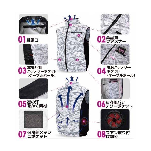 G.B.Z P002-1-S32 COVELL 空調冷風服セット ベスト＆32V バッテリーファン付き ホワイト迷彩 P0021S32 : 測定器・工具のイーデンキ - 通販 - Yahoo ...