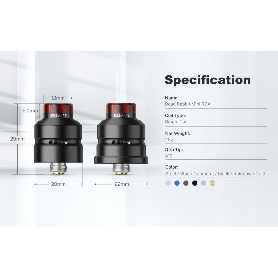 Hellvape Dead Rabbit Mini RDA 20mm ビューティーリング22mm付属 vape rda ベイプ 本体 ...