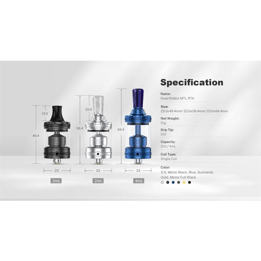 Hellvape Dead Rabbit MTL RTA 23mm 4mL アトマイザー ヘルベイプ デットラビット ベイプ vape 電子 ...