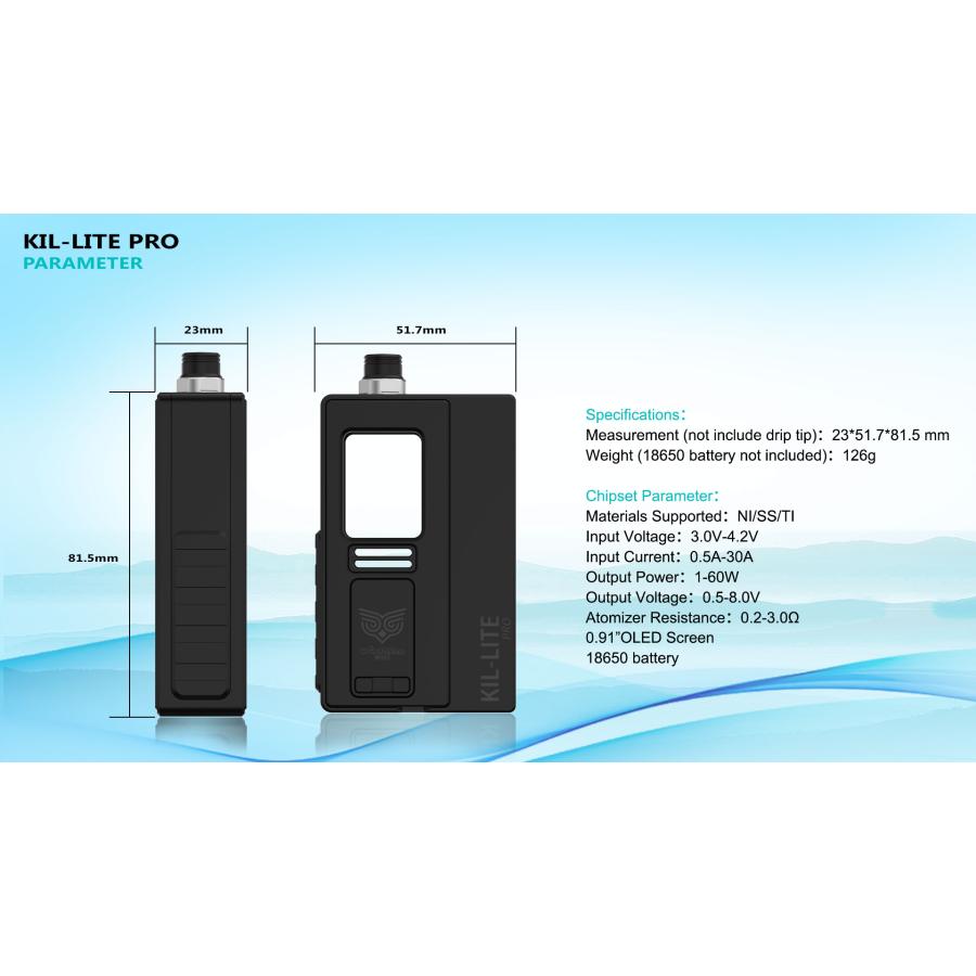 BB互換 ボロタンク対応機種 KIL-LITE PRO 60W【DNA 60Cチップ】キルライト プロ Ambition Mods ...